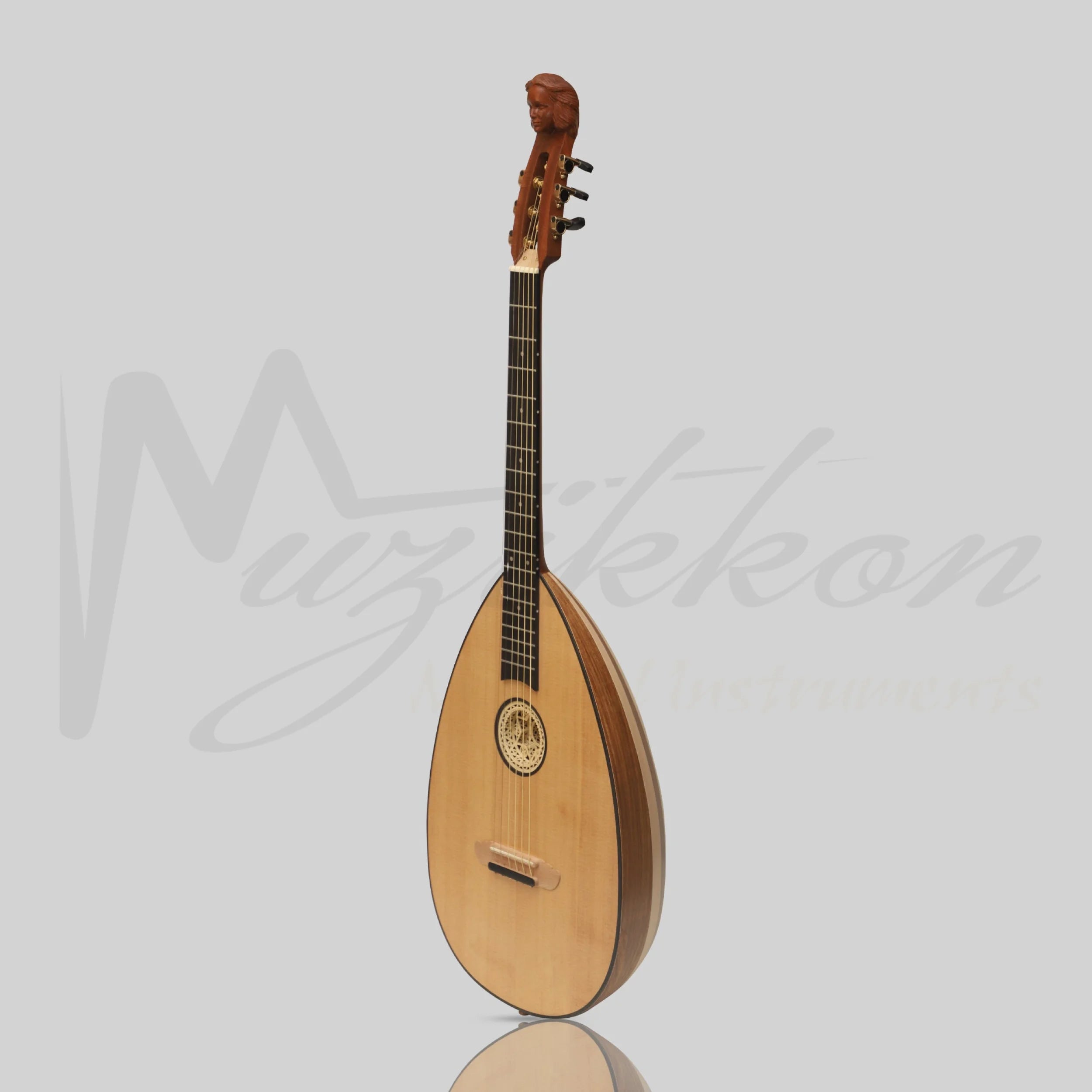 Muzikkon Lute Guitar, 6 Steel Strings Variegated Lacewood Rosewood Left ...